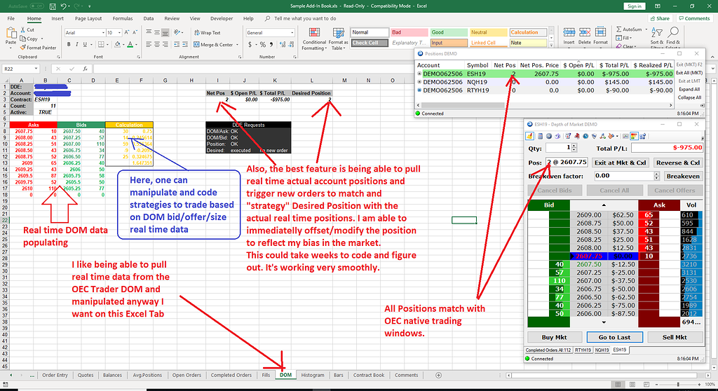 Gain Trader Oec Trader Excel Trading Spreadsheet Dde Dom Manipulation Excel Based
